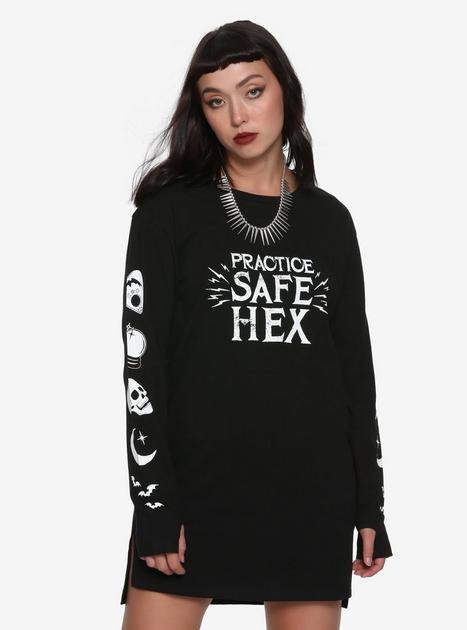 Practice Safe Hex Long-Sleeve T-Shirt Dress | Hot Topic