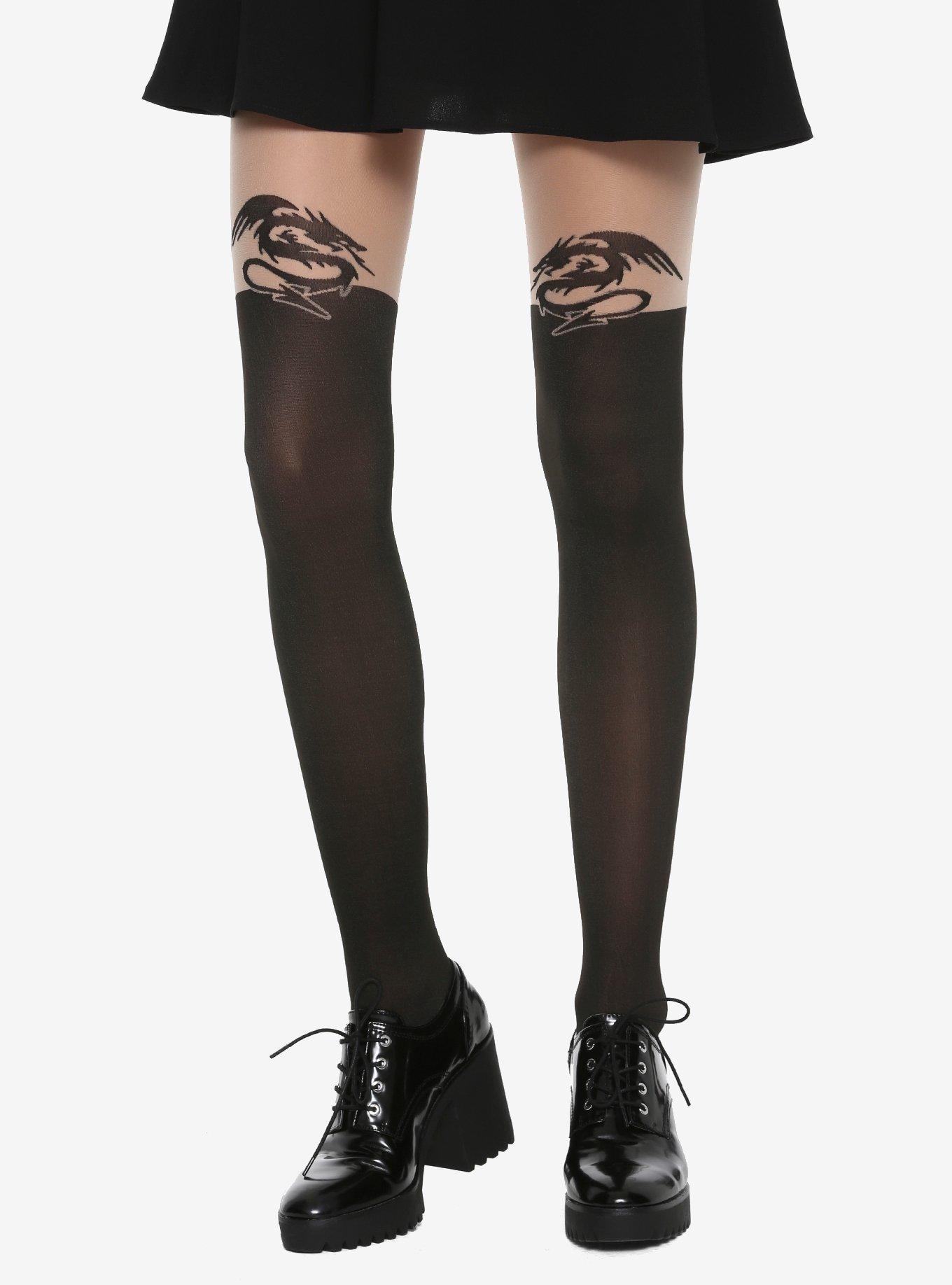 Blackheart Dragon Faux Thigh High Tights | Hot Topic