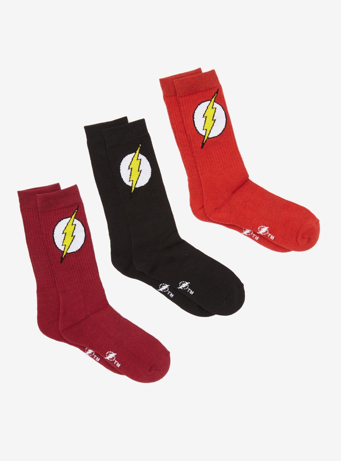 DC Comics The Flash Logo Crew Socks 3 Pair | BoxLunch