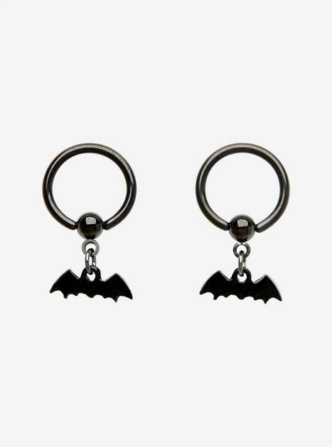 Steel Black Dangle Bats Captive Hoop 2 Pack | Hot Topic