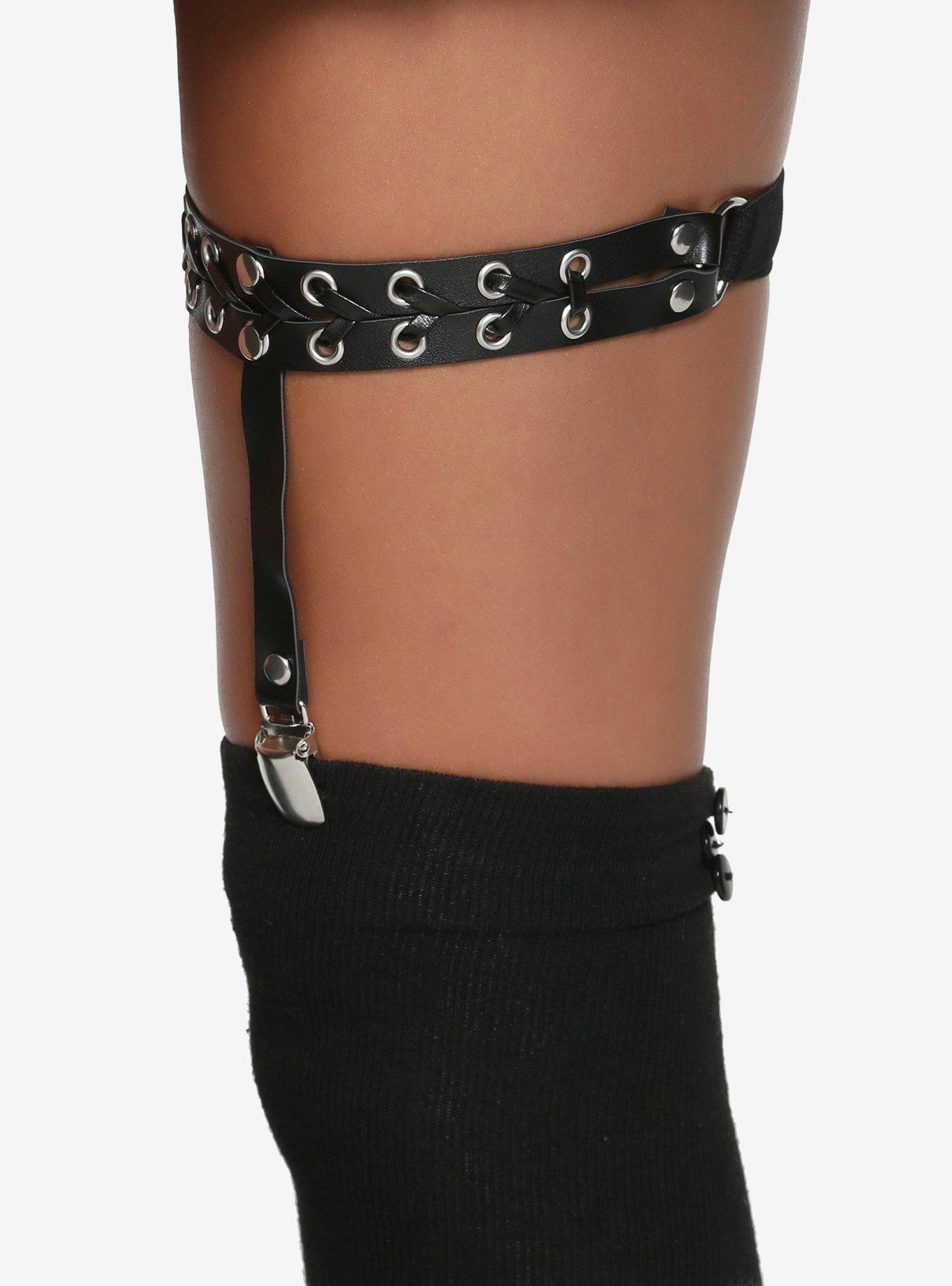 Black Laced Garter Leg Belt | Hot Topic