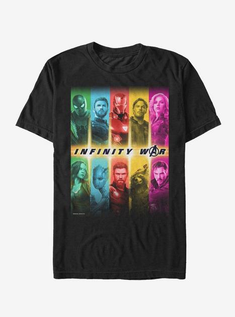 Marvel Avengers: Infinity War Hero Rainbow Panel T-Shirt - BLACK | Hot ...