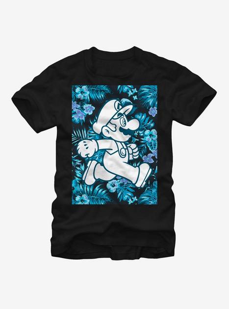 Nintendo Mario Floral Print Run T-Shirt - BLACK | Hot Topic