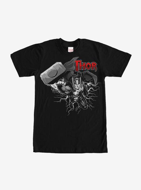 Marvel Thor Thunder Grayscale T-Shirt - BLACK | Hot Topic