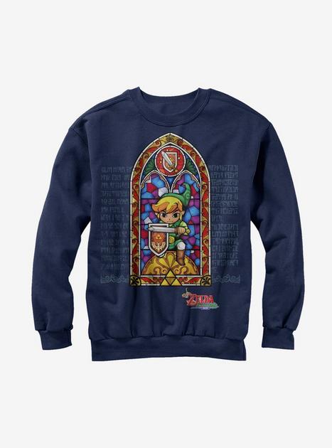 Nintendo Legend of Zelda Stained Glass Sweatshirt - BLUE | Hot Topic
