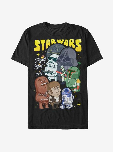 Star Wars Cartoon Character Group T-Shirt - BLACK | Hot Topic