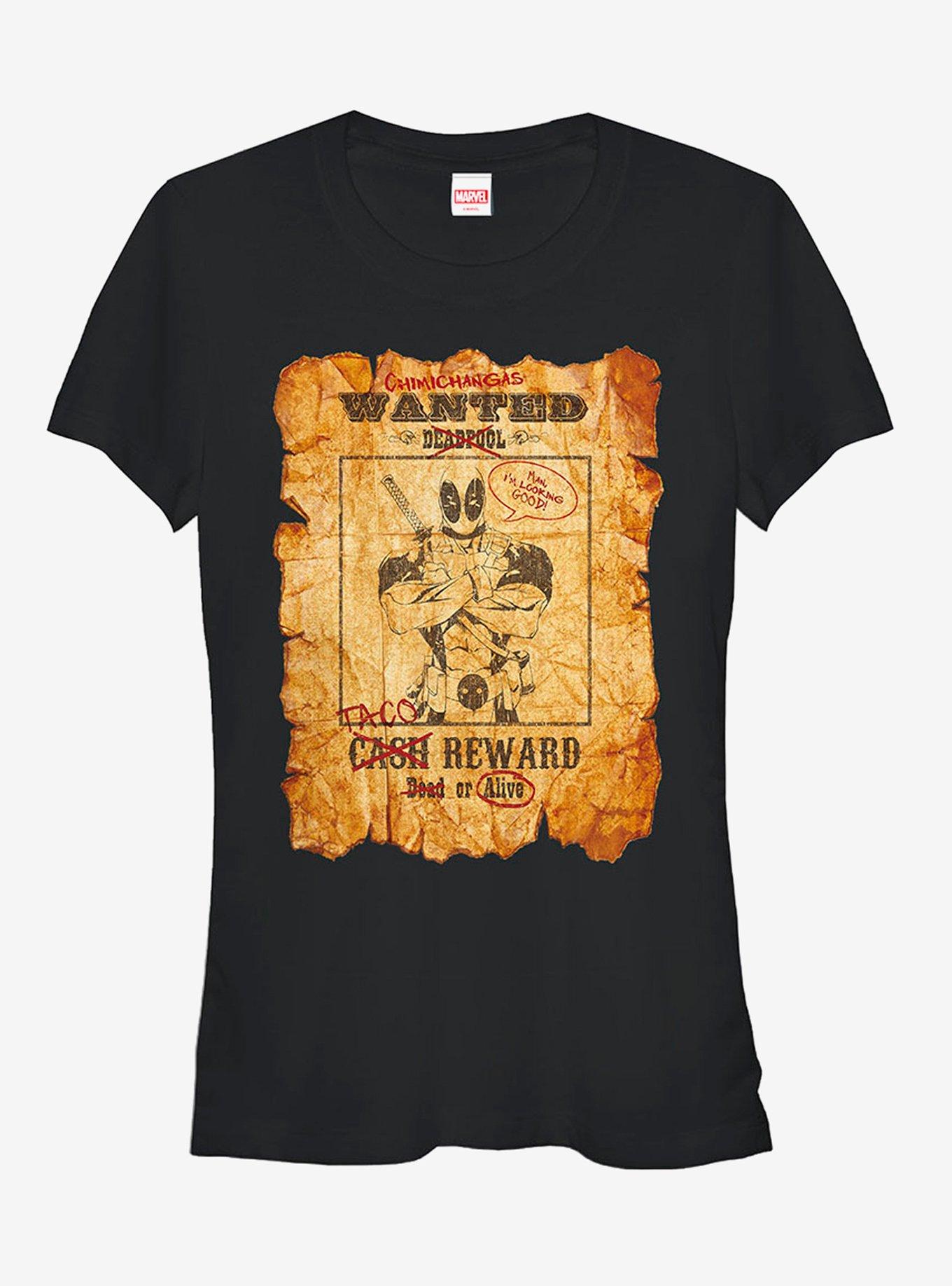 Marvel Deadpool Wanted Poster Girls T-Shirt - BLACK | Hot Topic