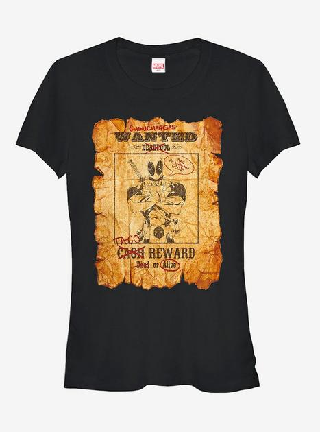 Marvel Deadpool Wanted Poster Girls T-Shirt - BLACK | Hot Topic