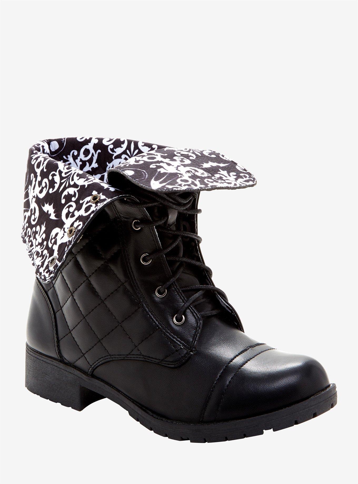 The Nightmare Before Christmas Jack Head Quilted Combat Boots | Hot Topic