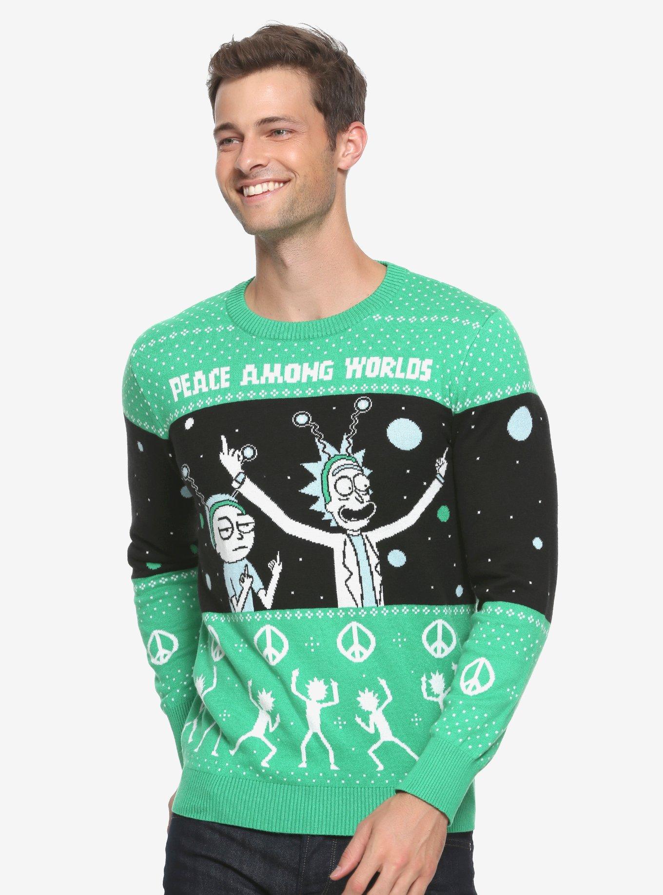 Rick And Morty World Peace Holiday Sweater - BoxLunch Exclusive | BoxLunch