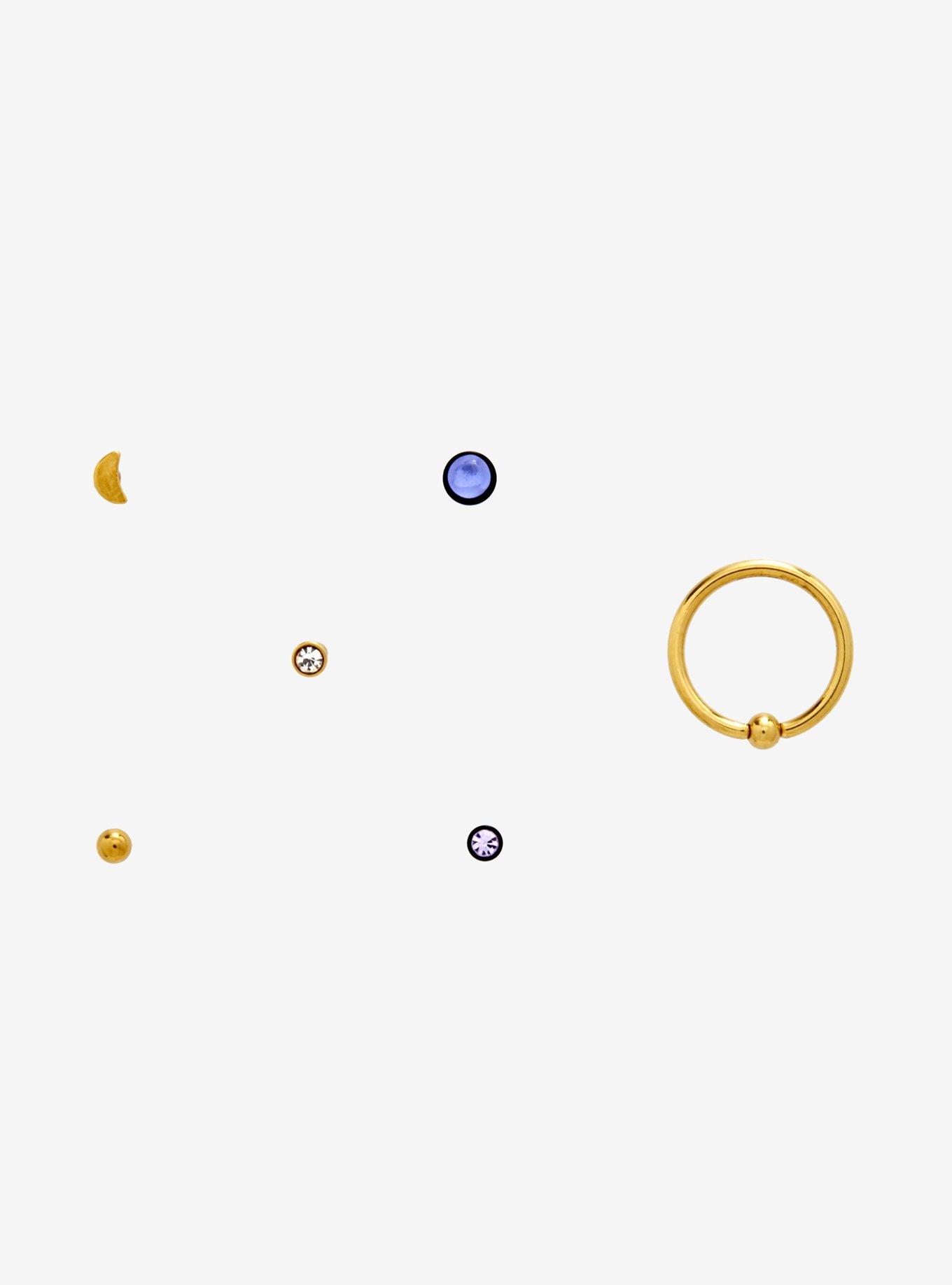 Steel Gold & Black Nose Bone & Hoop 6 Pack | Hot Topic