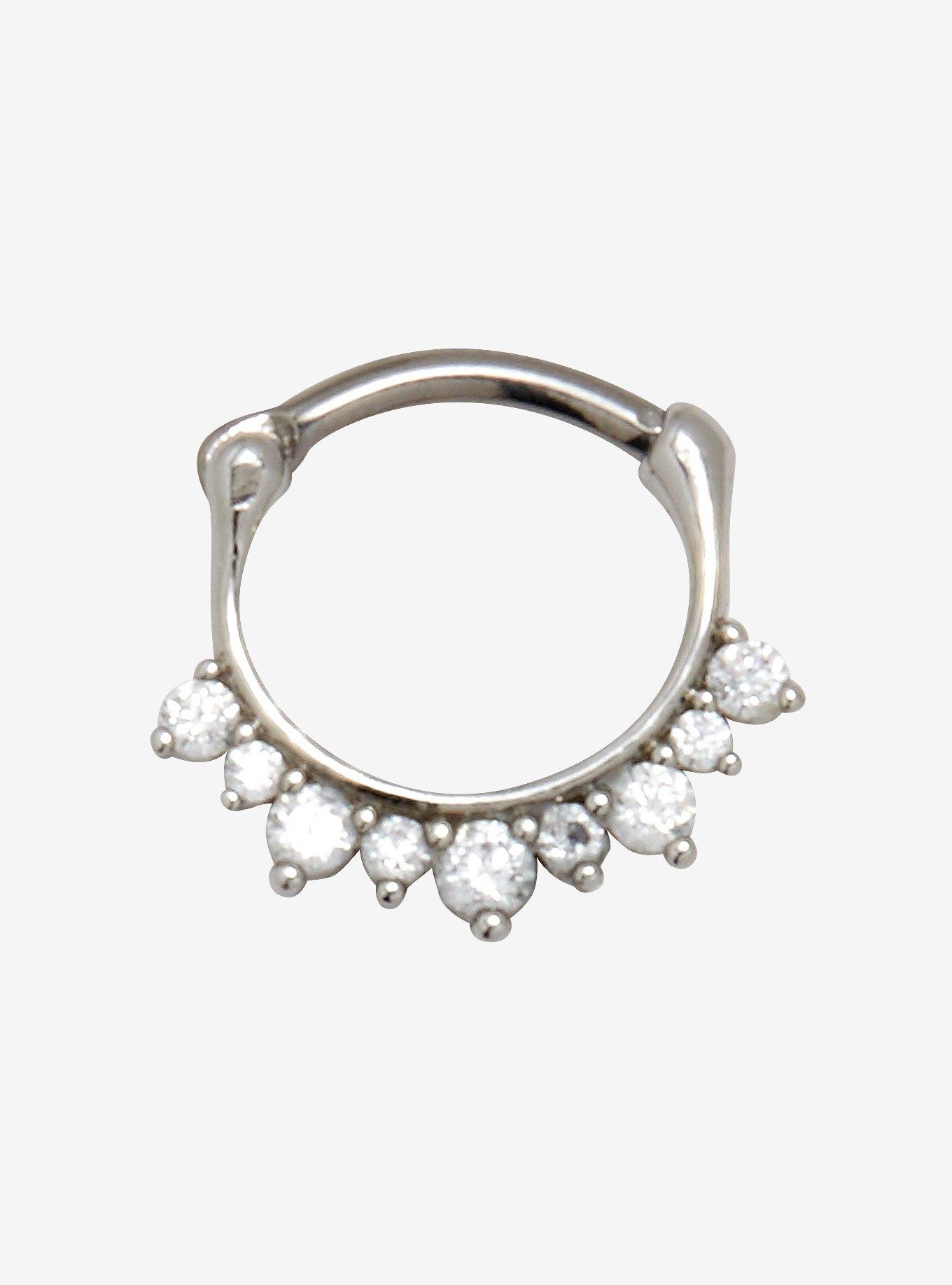 Steel Clear CZ Septum Clicker | Hot Topic