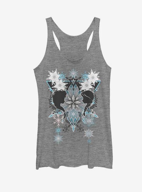 Disney Frozen Sister Snowflake Pattern Womens Tank Top - GREY | BoxLunch