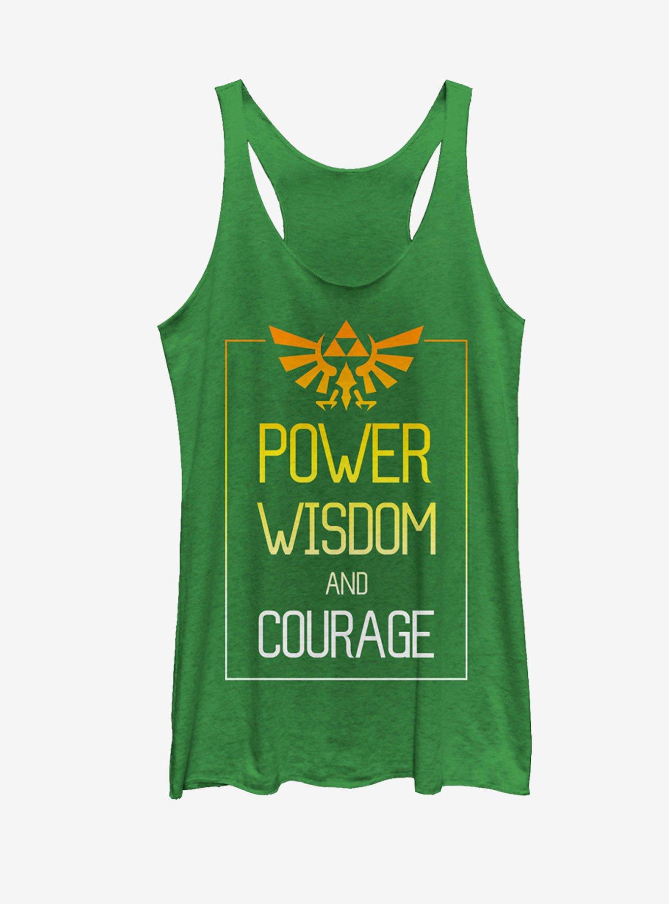 Nintendo Legend of Zelda Power Wisdom Courage Womens Tank - GREY | BoxLunch