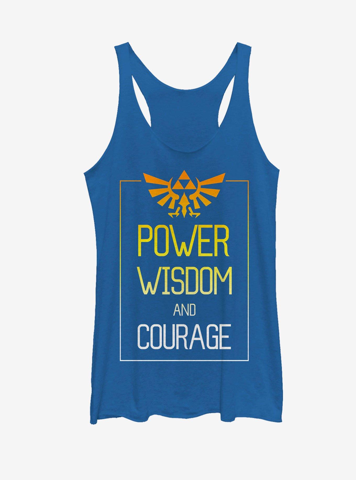 Nintendo Legend of Zelda Power Wisdom Courage Womens Tank - BLUE | BoxLunch