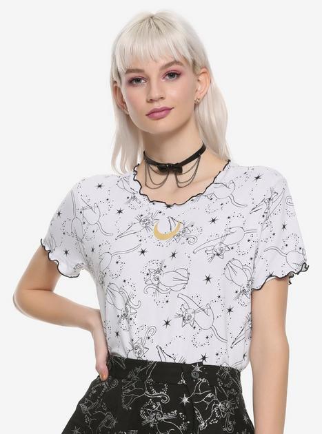 Sailor Moon Ruffled Artemis Girls Crop T Shirt Hot Topic Exclusive