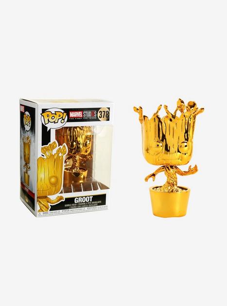 Funko Marvel Studios: The First Ten Years Pop! Gold Chrome Groot Bobble ...