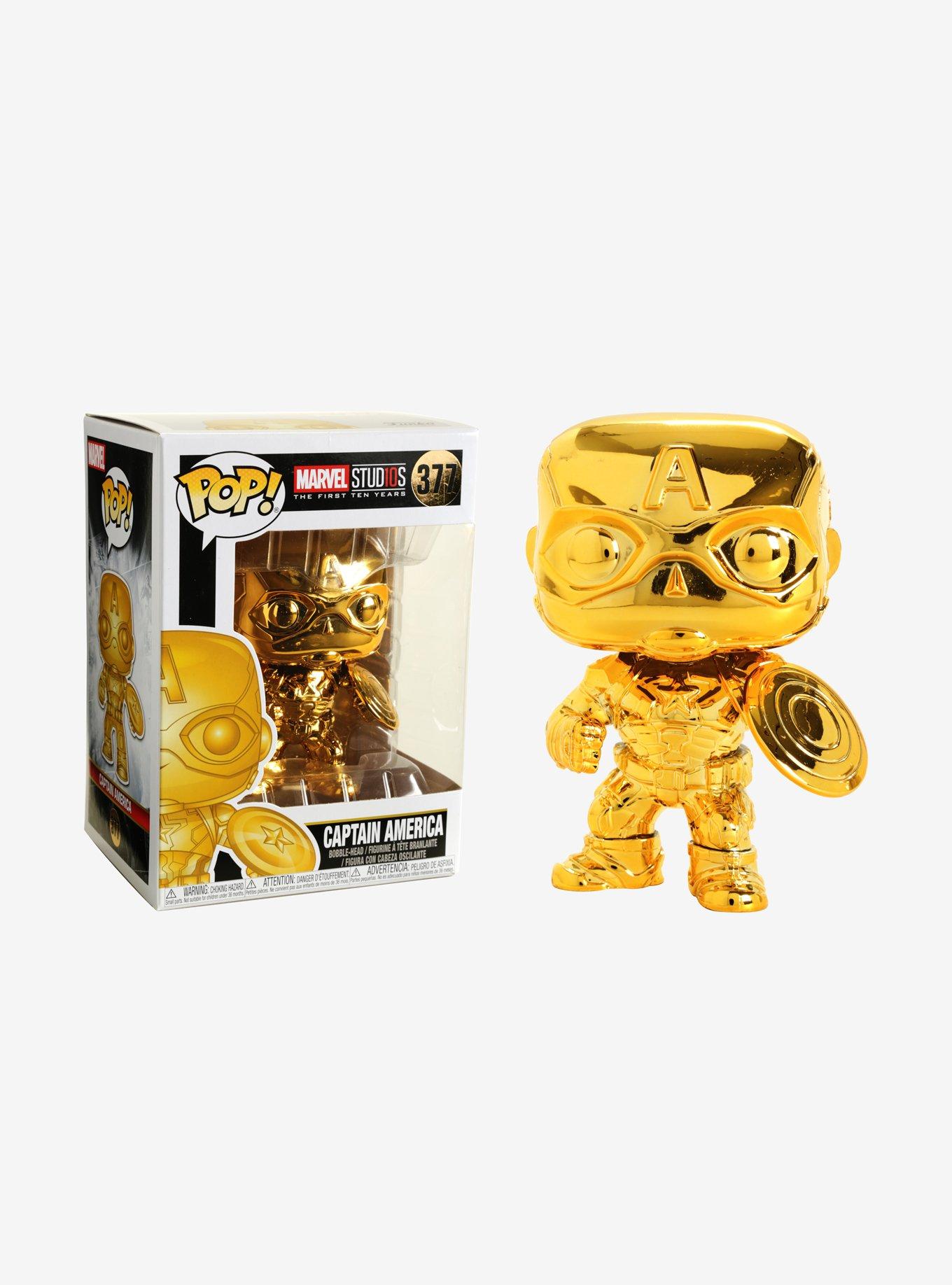 Funko Marvel Studios: The First Ten Years Pop! Gold Chrome Captain ...