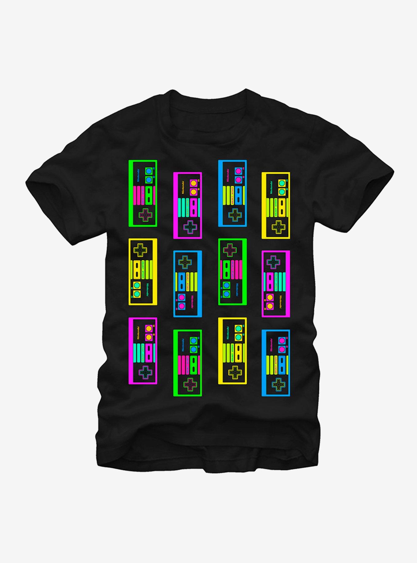 Nintendo Bright NES Controllers T-Shirt - BLACK | BoxLunch