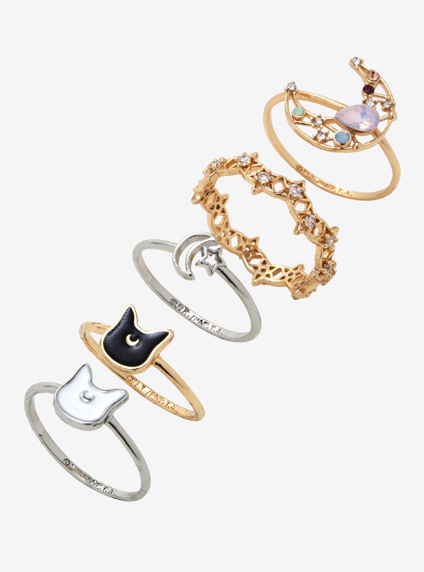 Silver Sailor Moon Luna & Artemis Ring Set - BoxLunch Exclusive ...