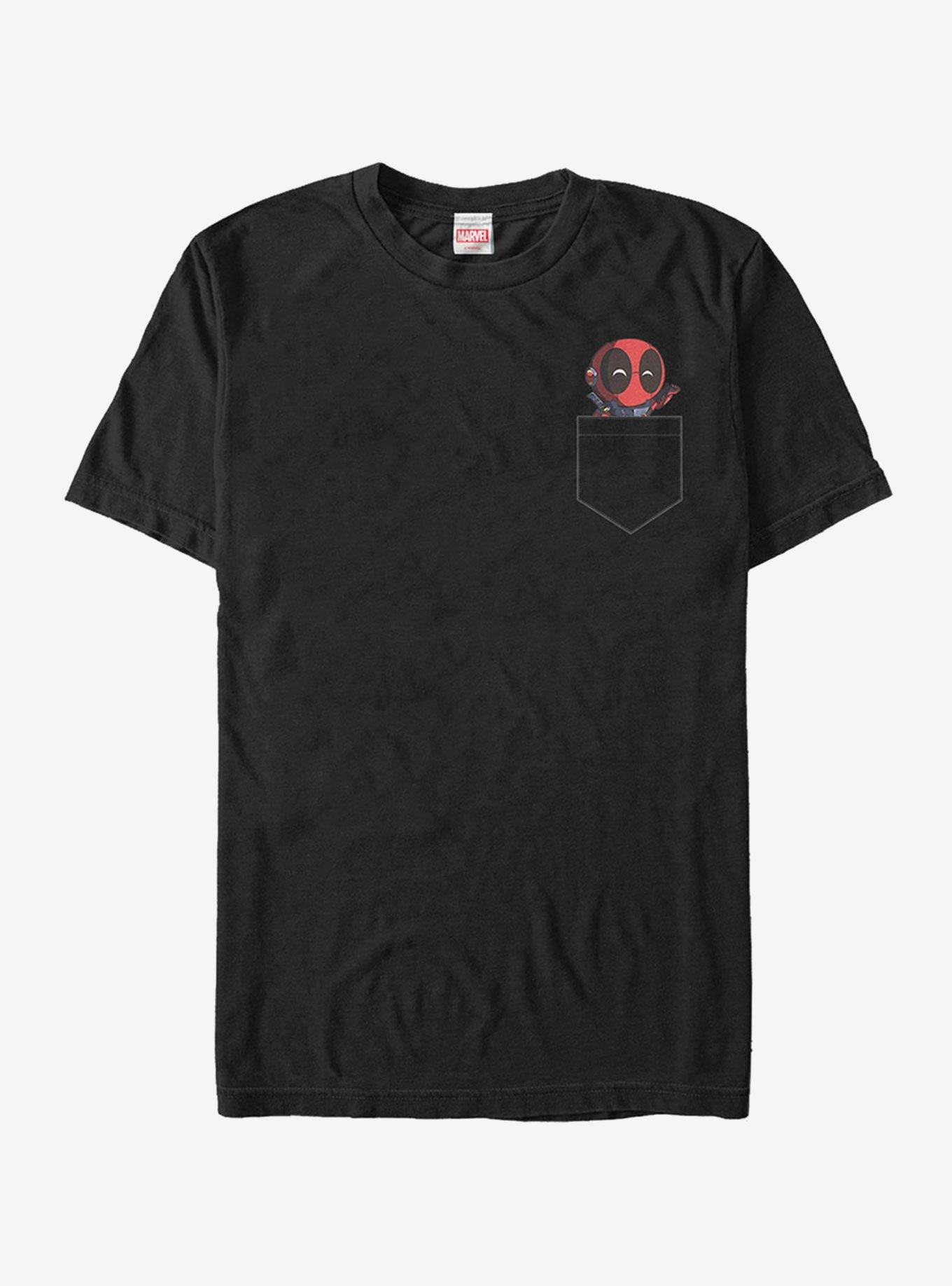Marvel Deadpool Mini Faux Pocket Friend T-Shirt - BLACK | BoxLunch