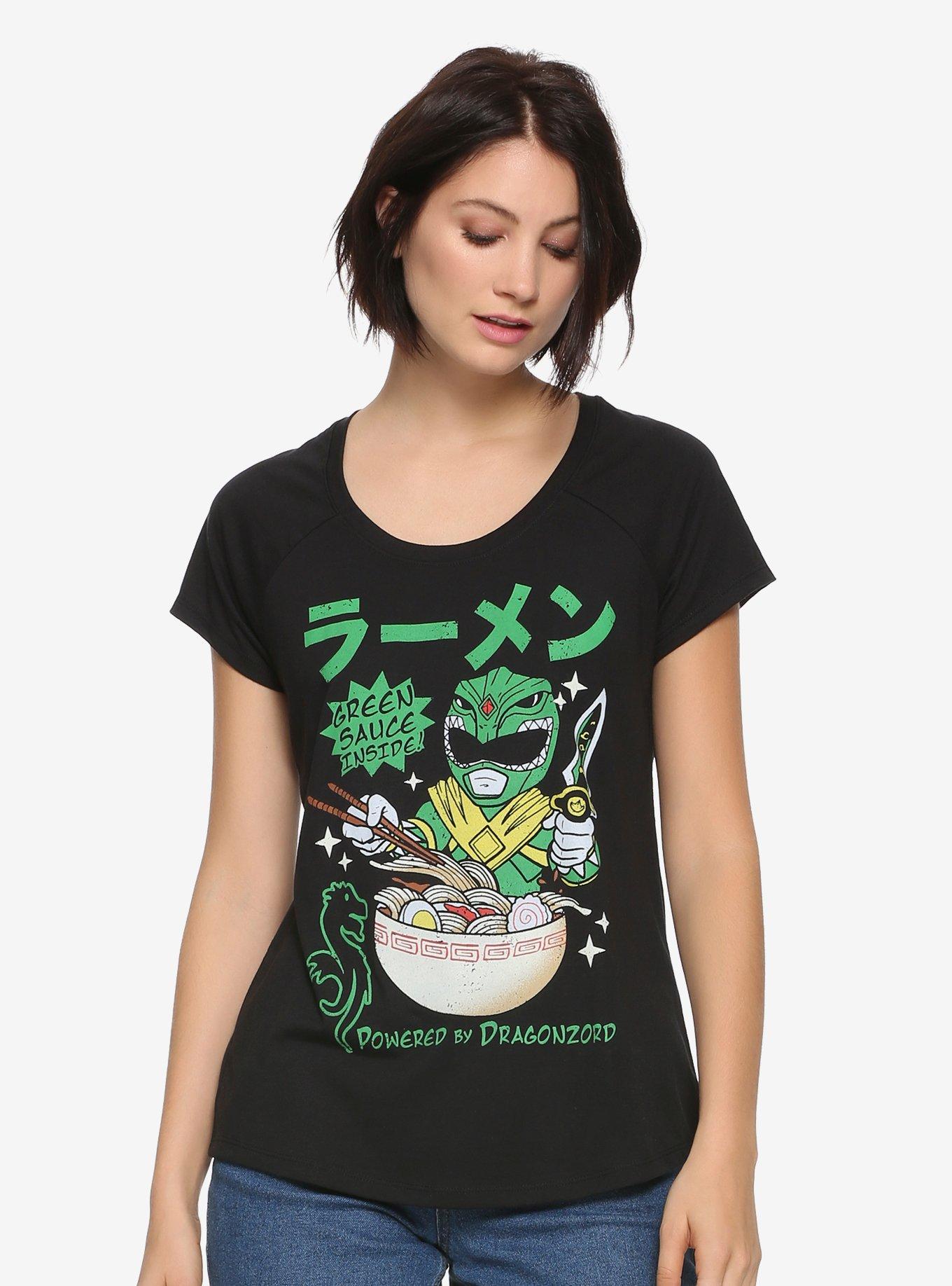 Mighty Morphin Power Rangers Green Ranger Ramen Womens T-Shirt ...