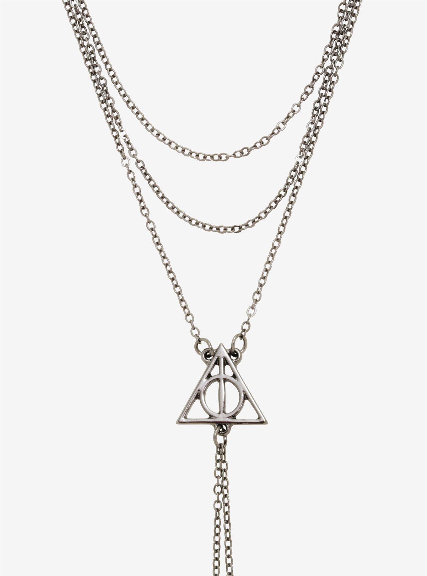 Harry Potter Deathly Hallows Layered Hematite Chain Necklace - BoxLunch ...