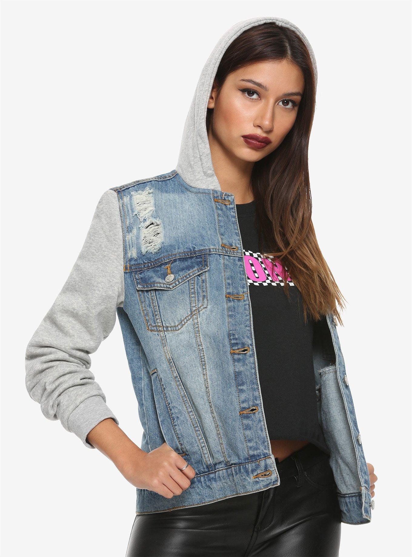 Grey Hood Girls Denim Jacket | Hot Topic