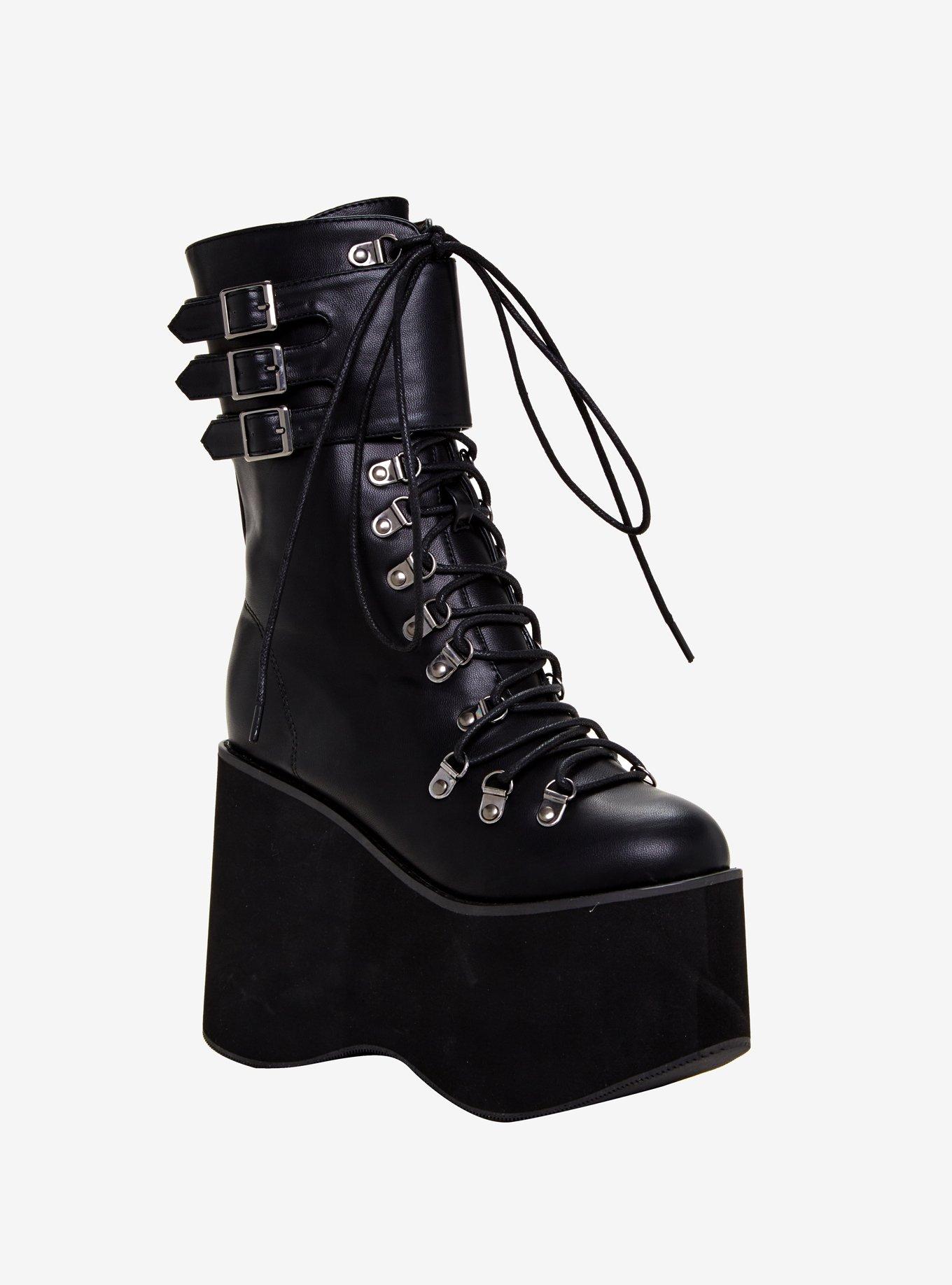 Triple Strap Combat Platform Boots | Hot Topic