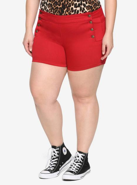 Red High-Waisted Sailor Shorts Plus Size | Hot Topic