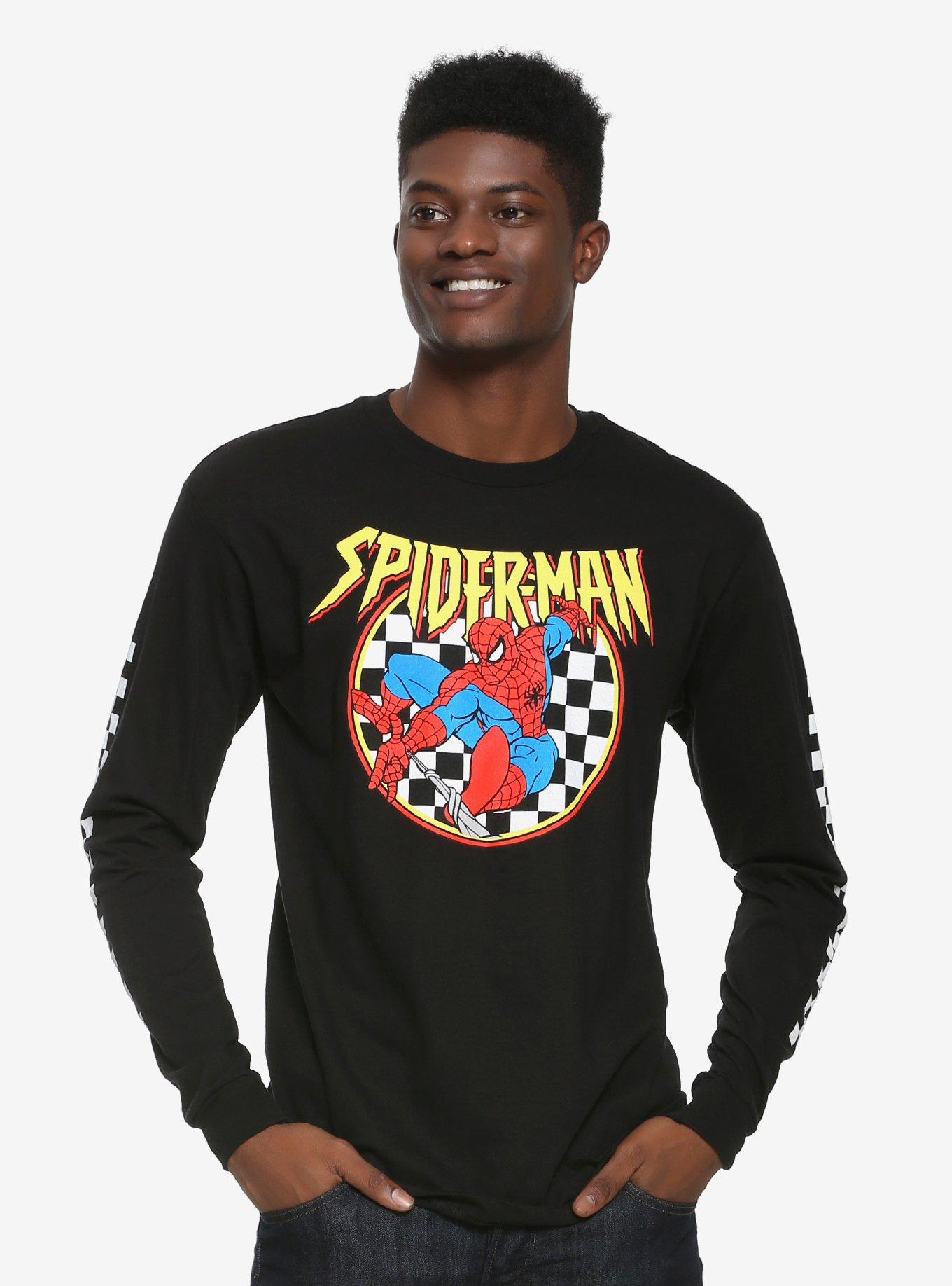 Marvel Spider-Man Checkered Long Sleeve T-Shirt - BoxLunch Exclusive ...
