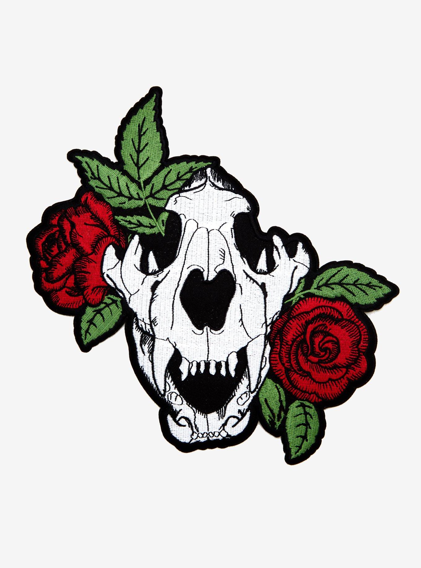 Wolf Skull Roses Back Patch | Hot Topic