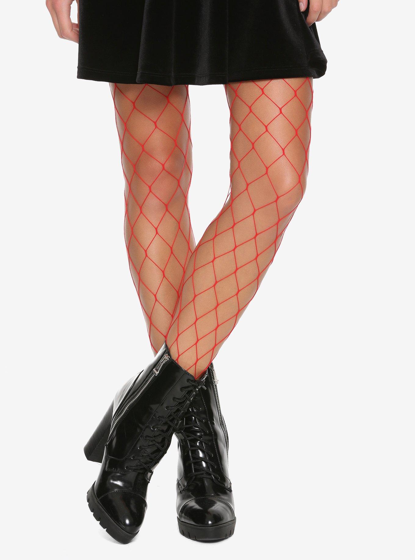 Red Large Fishnet Tights | Hot Topic