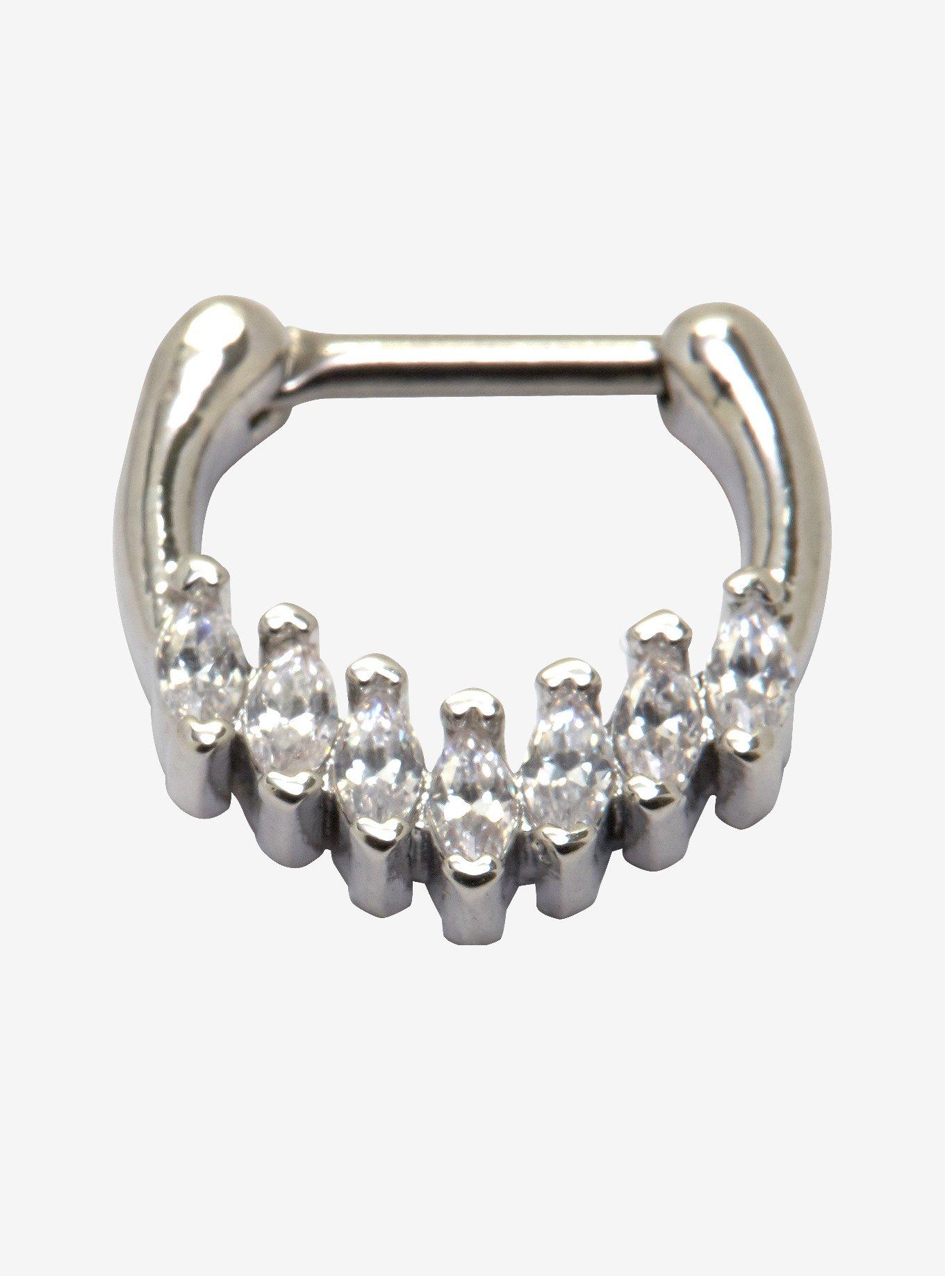 Steel Clear Oval CZ Septum Clicker | Hot Topic