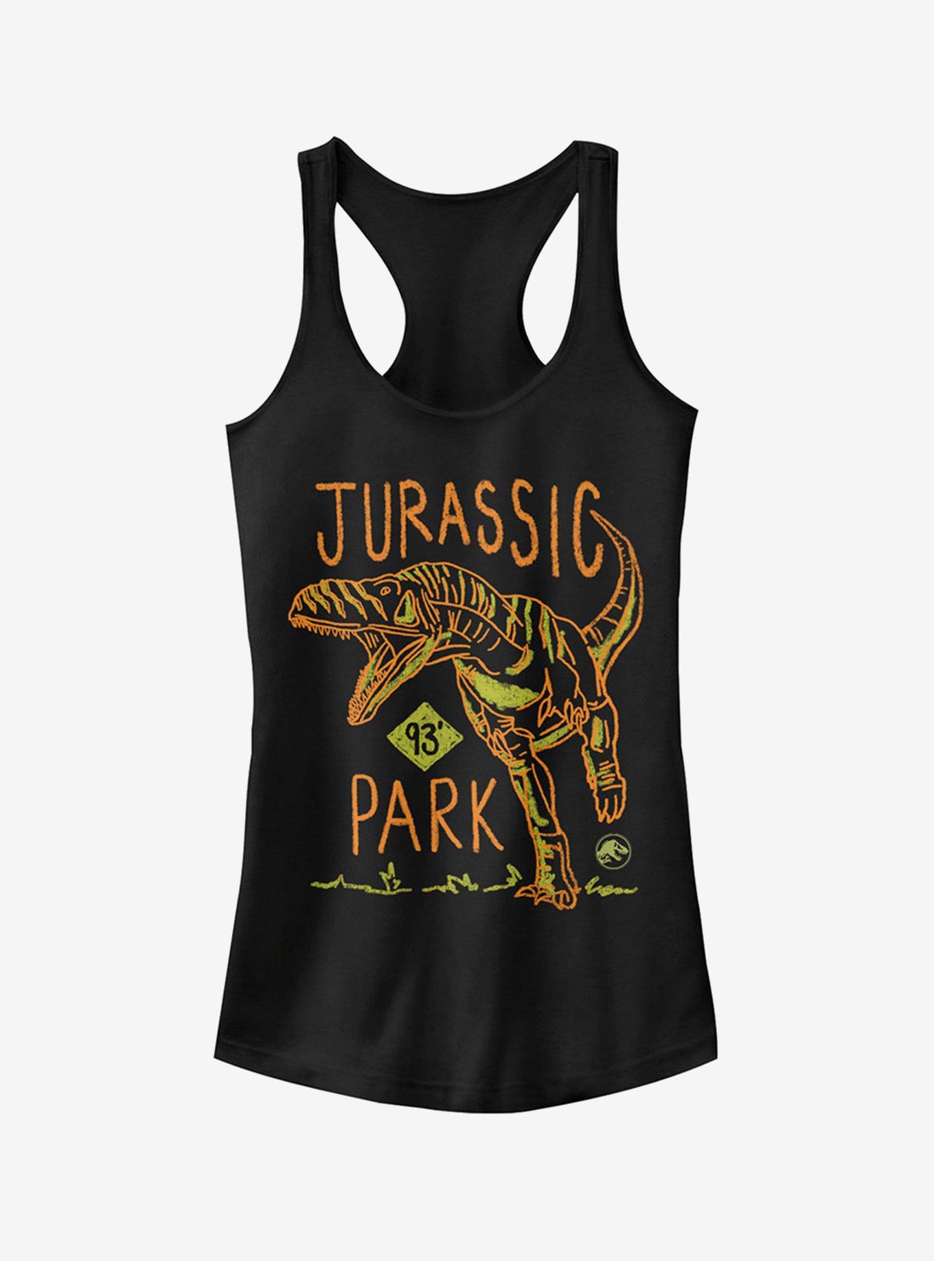 T Rex Crayon Print Girls Tank Black Hot Topic