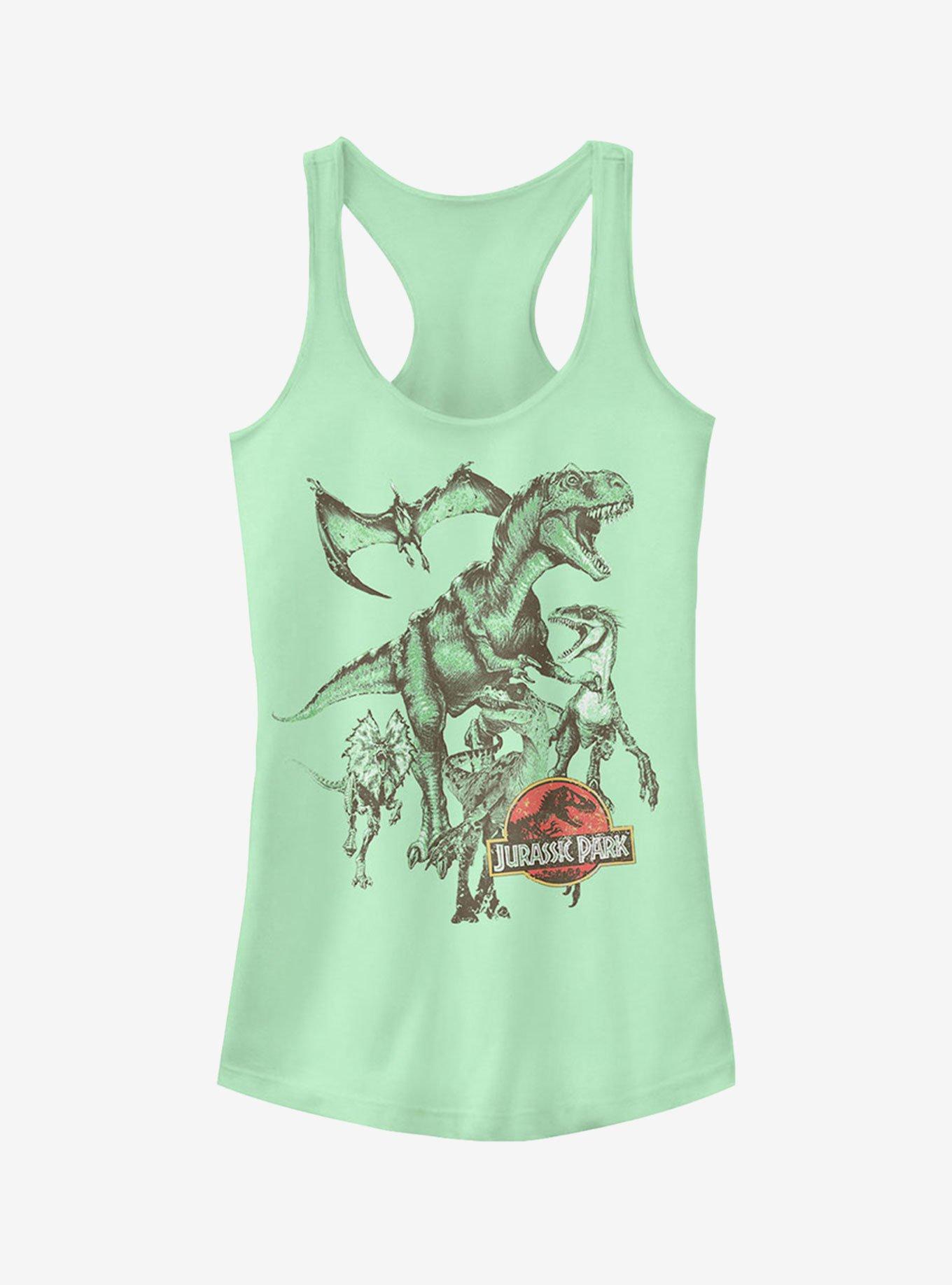 Vintage Dinosaur Stampede Girls Tank - GREEN | Hot Topic