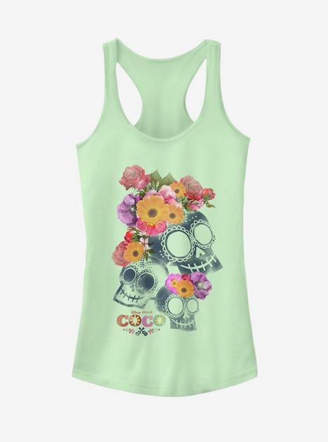 Disney Pixar Coco Floral Skeletons Girls Tank - GREEN | Hot Topic