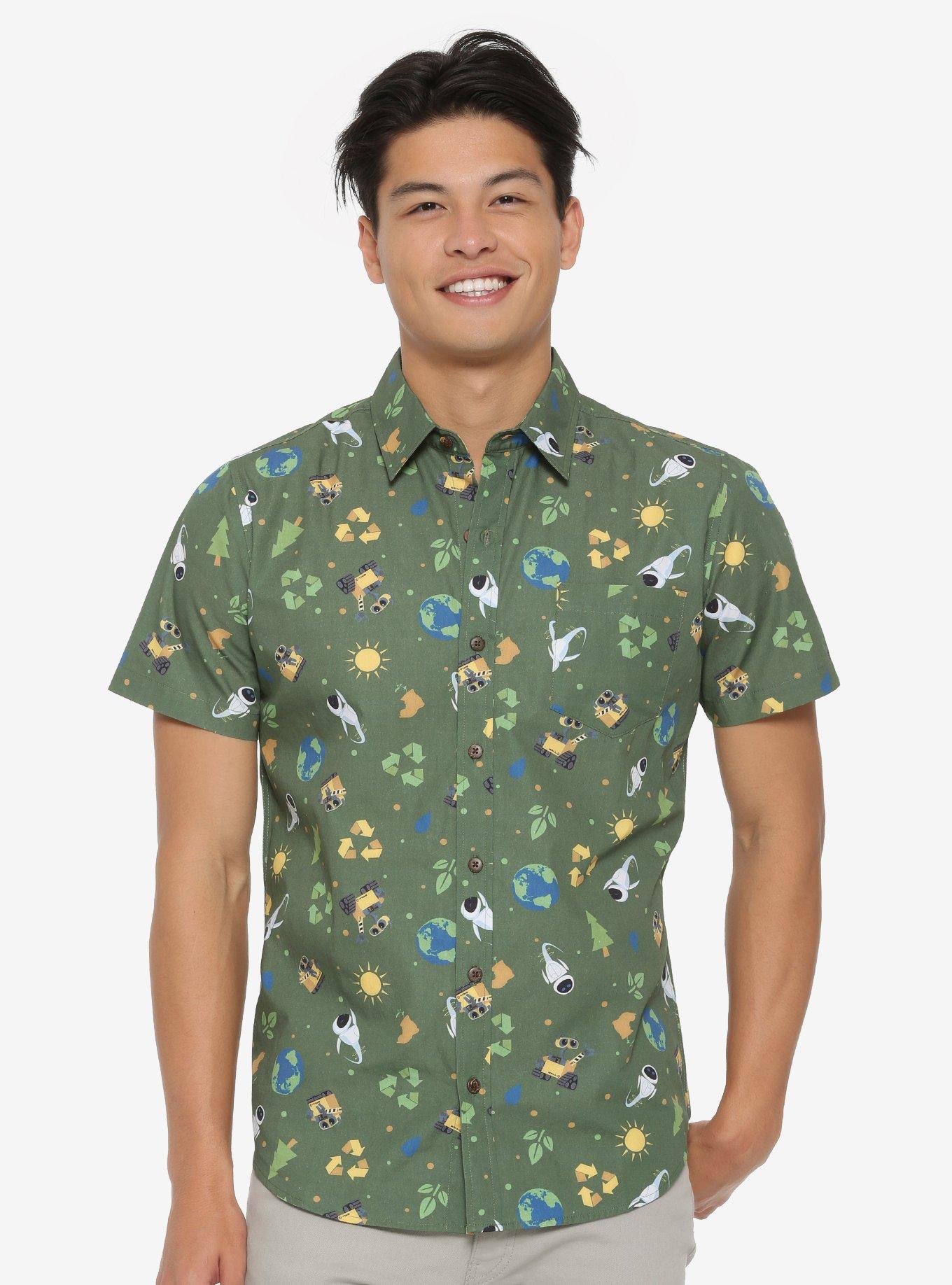 Disney Pixar Wall-E Allover Print Earth Day Woven Button Up - BoxLunch ...