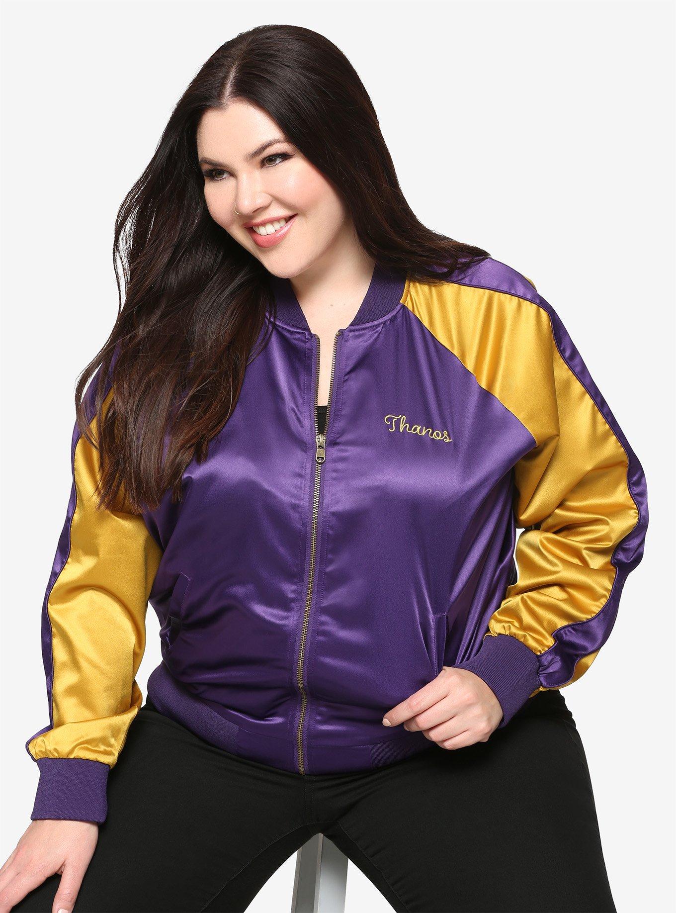 Marvel Avengers Thanos Oh Snap! Satin Bomber Jacket Plus Size | HerUniverse