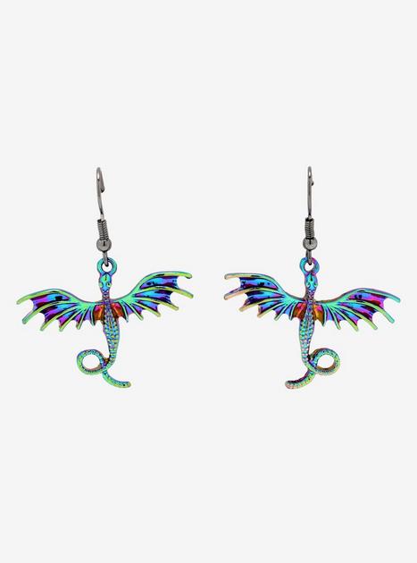 Anodized Dragon Drop Earrings | Hot Topic