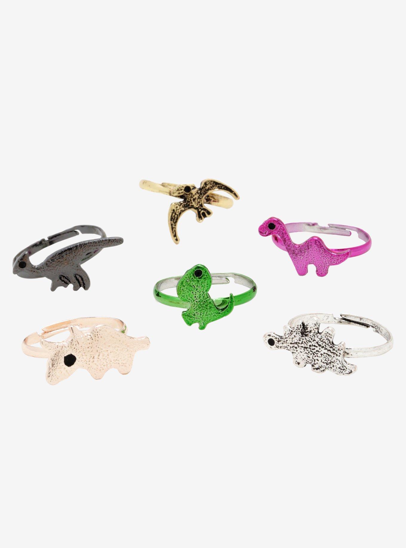 Colorful Dino Ring Set | Hot Topic