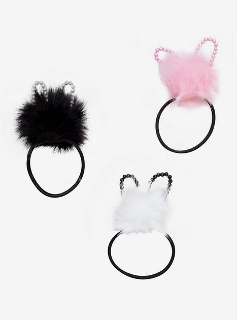 Fluffy Bunny Ear Hair Tie Set | Hot Topic
