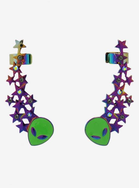 Anodized Alien Cuff Earrings | Hot Topic