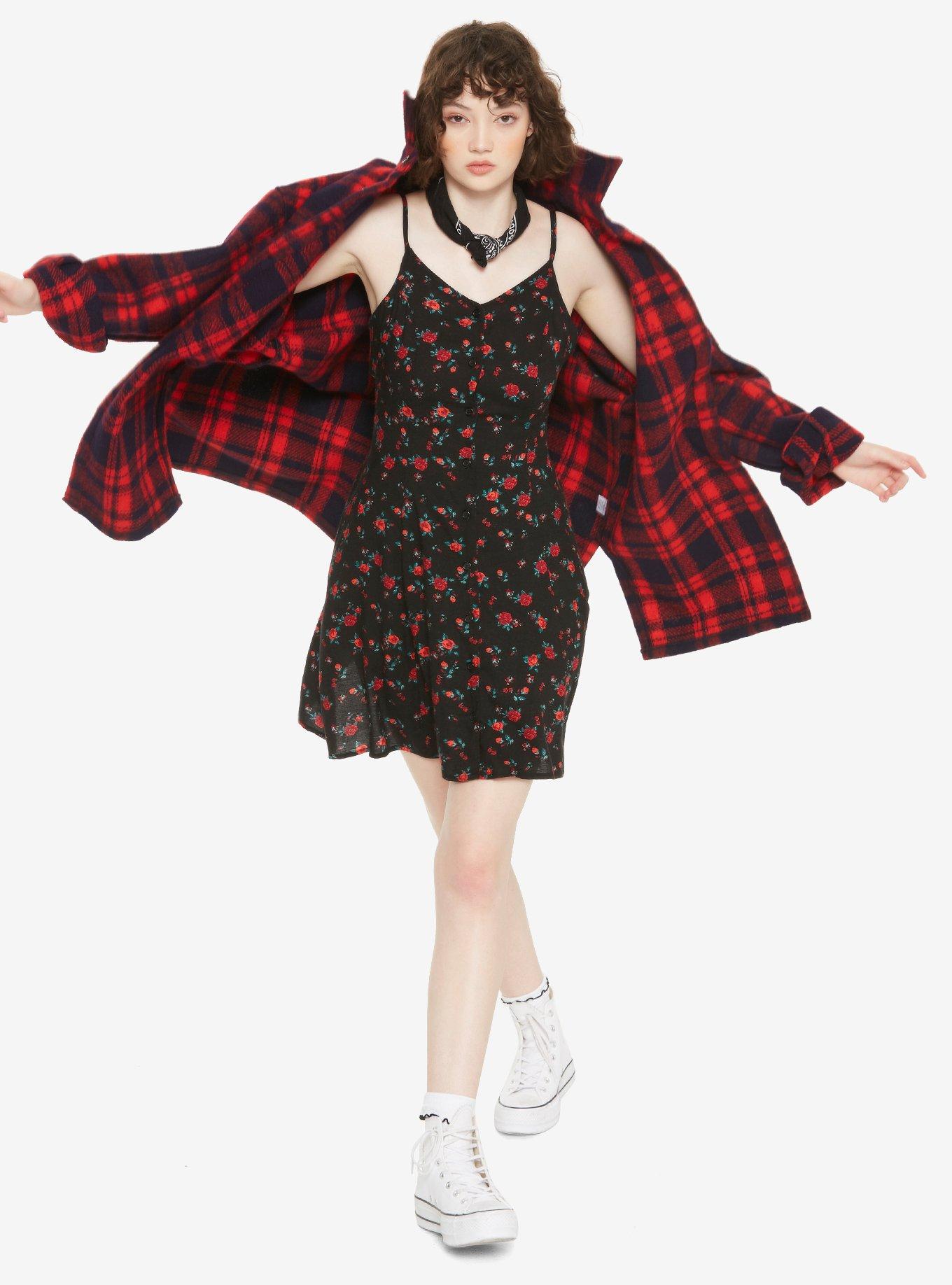 Rose Button-Front Dress | Hot Topic