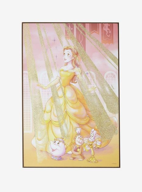 Disney Beauty And The Beast Belle Glitter Print Poster Wood Wall Art ...