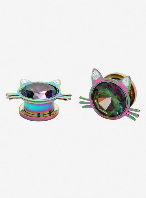 Steel Iridescent Cat Spool Plug 2 Pack | Hot Topic