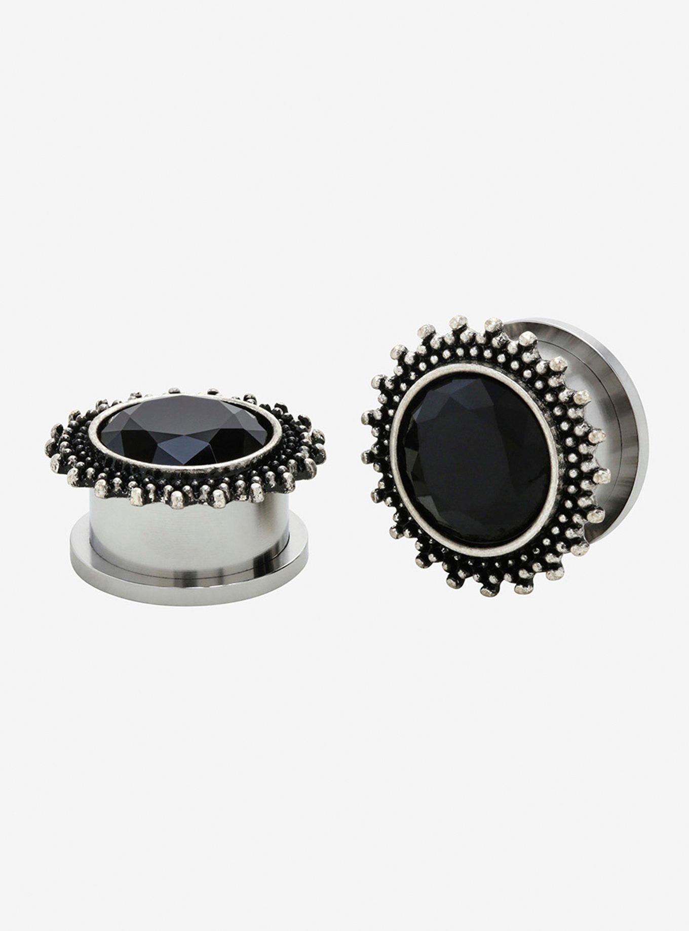 Steel Black Gem Filigree Spool Plug 2 Pack | Hot Topic