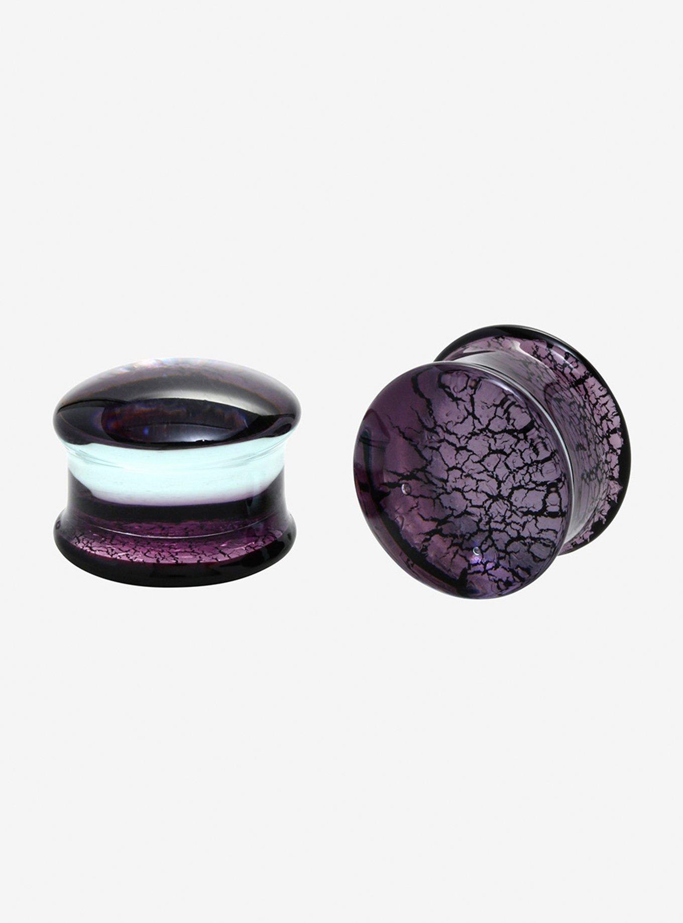 Glass Purple Crackle Plug 2 Pack | Hot Topic