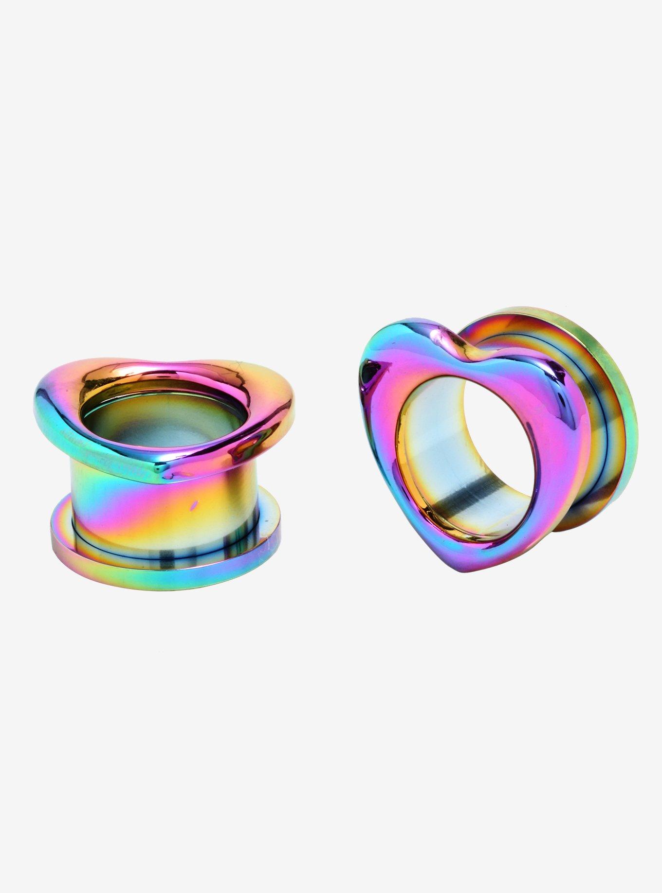 Steel Rainbow Heart Tunnel Plug 2 Pack | Hot Topic