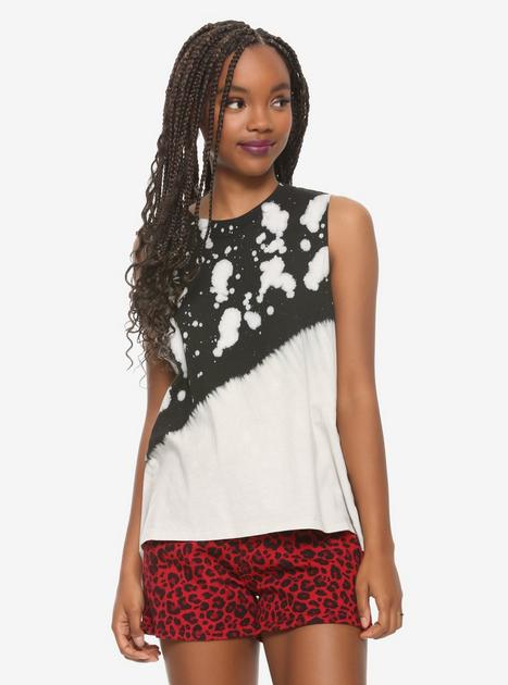 Black & Grey Bleach Spot Girls Tank Top | Hot Topic